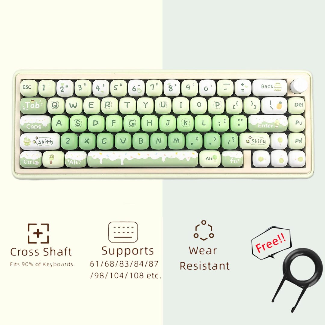 Dessert Matcha Keycaps Set, Cute Donut Keycaps Set, Mechanical Keyboard ...