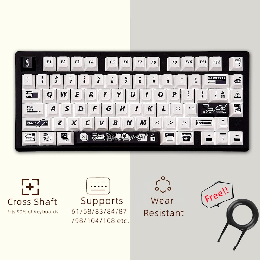 Simple Black White Keycaps Set, Gaming Keycaps Set, Mechanical Keyboard ...