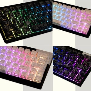 Black White Line Keycaps Set, Artistic Side Engraved Keycaps Set ...