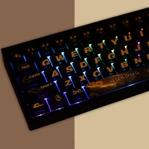 Black Myth Wukong Keycaps Set, Black Side Engraved Light Keycaps Set ...