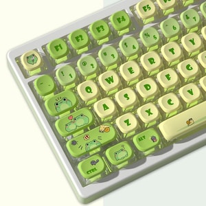 Green Cute Frog Keycaps Set, Green Translucent Keycap Set, Mechanical ...