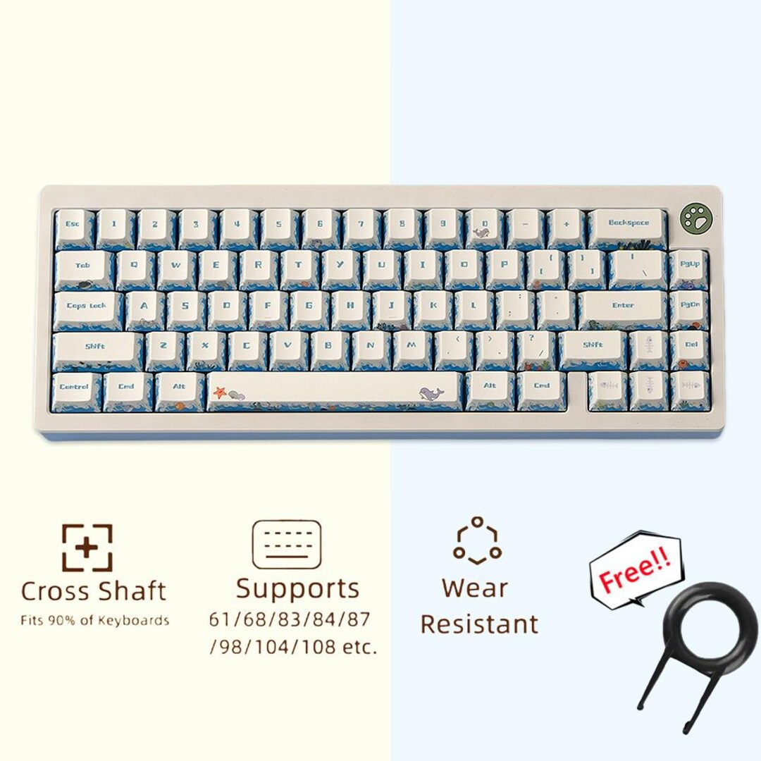Deep Sea Keycaps Set, Blue White Keycaps Set, Anime Graffiti Keycap Set ...