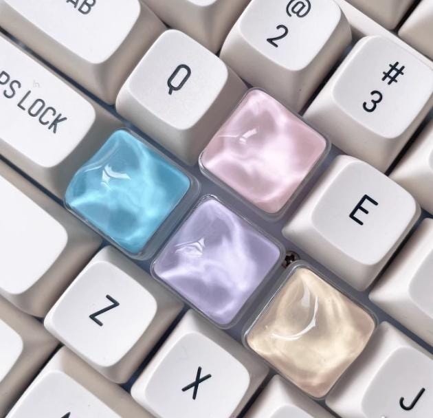 4 Colors Wave Resin Keycaps, Jelly Translucent Single Keycap, Custom ...