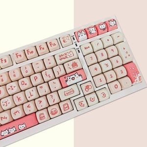 Cute Cat Pink Keycaps Set, Cat Graffiti Keycaps Set, Anime Keycaps ...