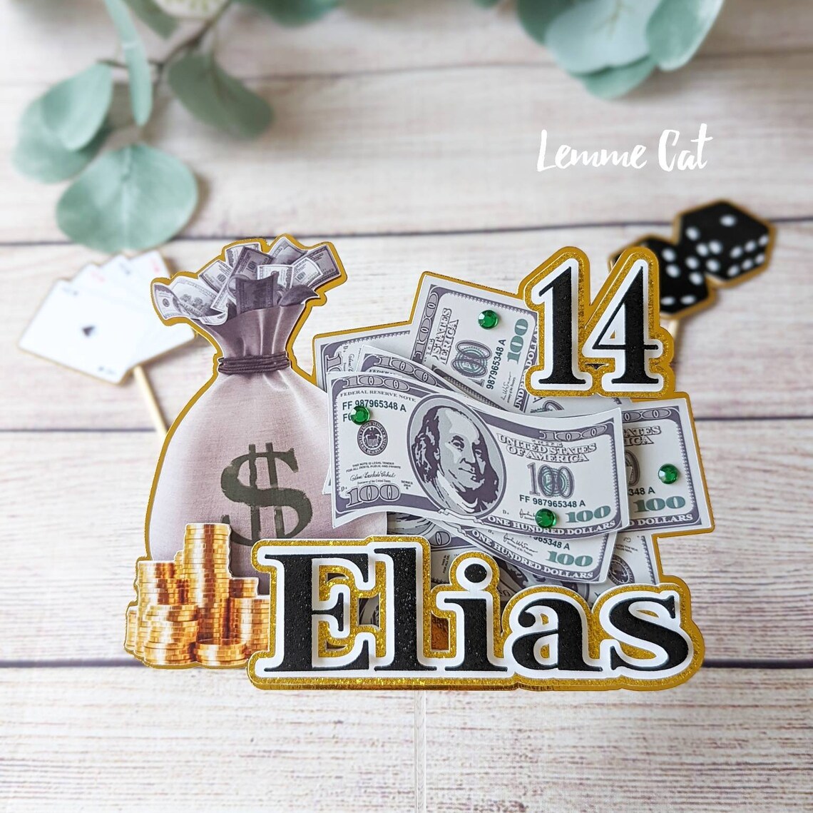 3D handmade Money Cake Topper and 2pcs Mini Topper / Cupcake - Etsy