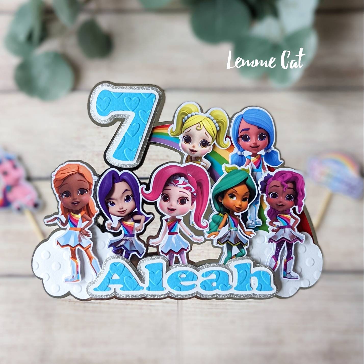 3D handmade Rainbow Girls Cake Topper and 2pcs Mini Topper / - Etsy