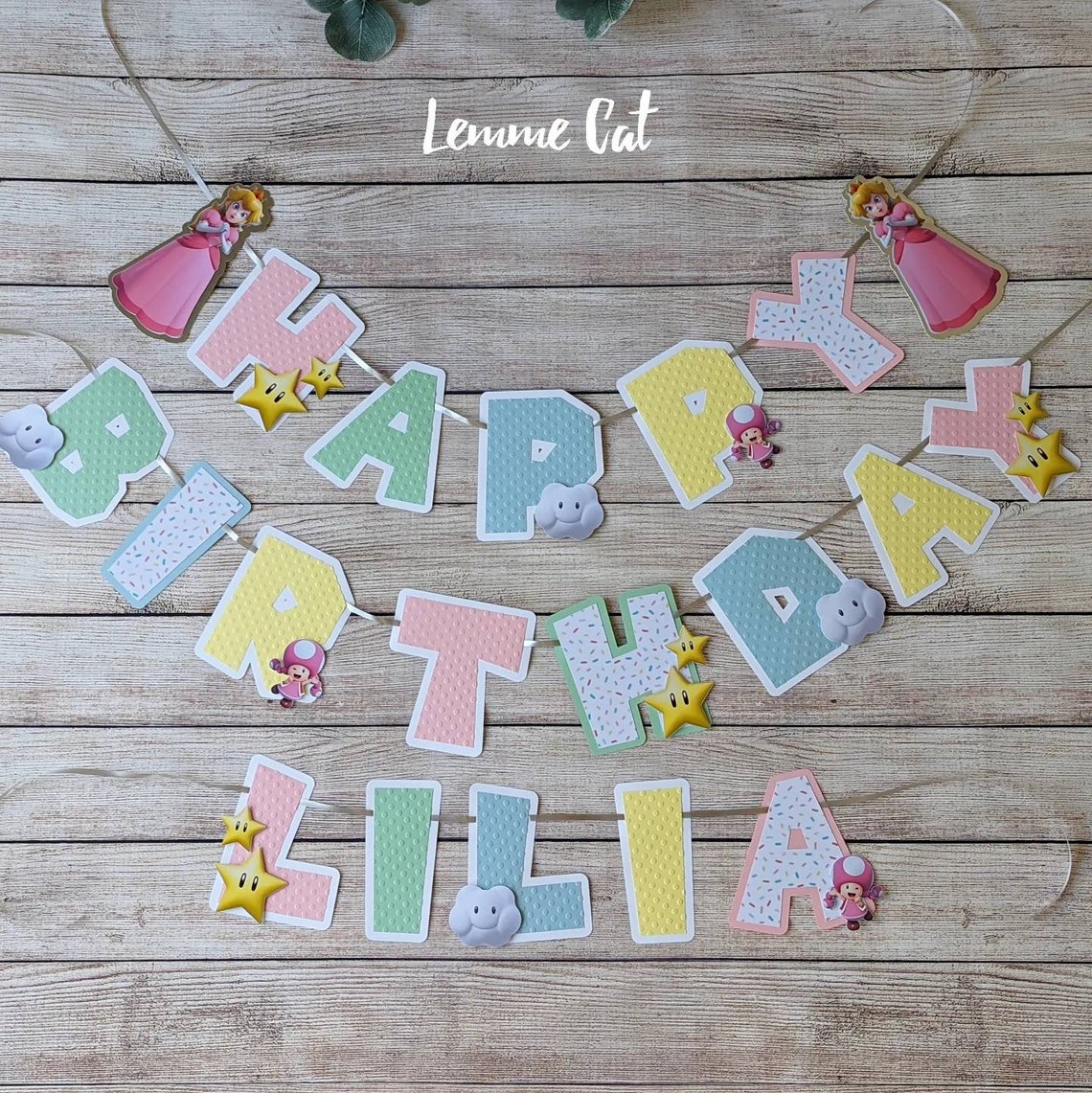 3D handmade Princess Peach Birthday Banner / Personalized - Etsy