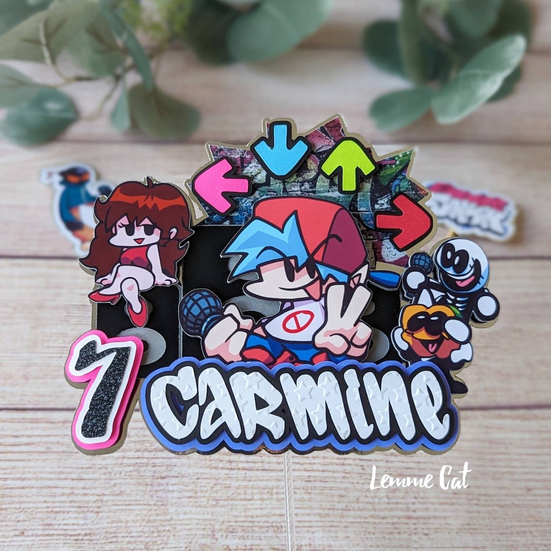 3D (handmade) FNF Cake Topper and 2pcs Mini Topper / Cupcake Topper ...