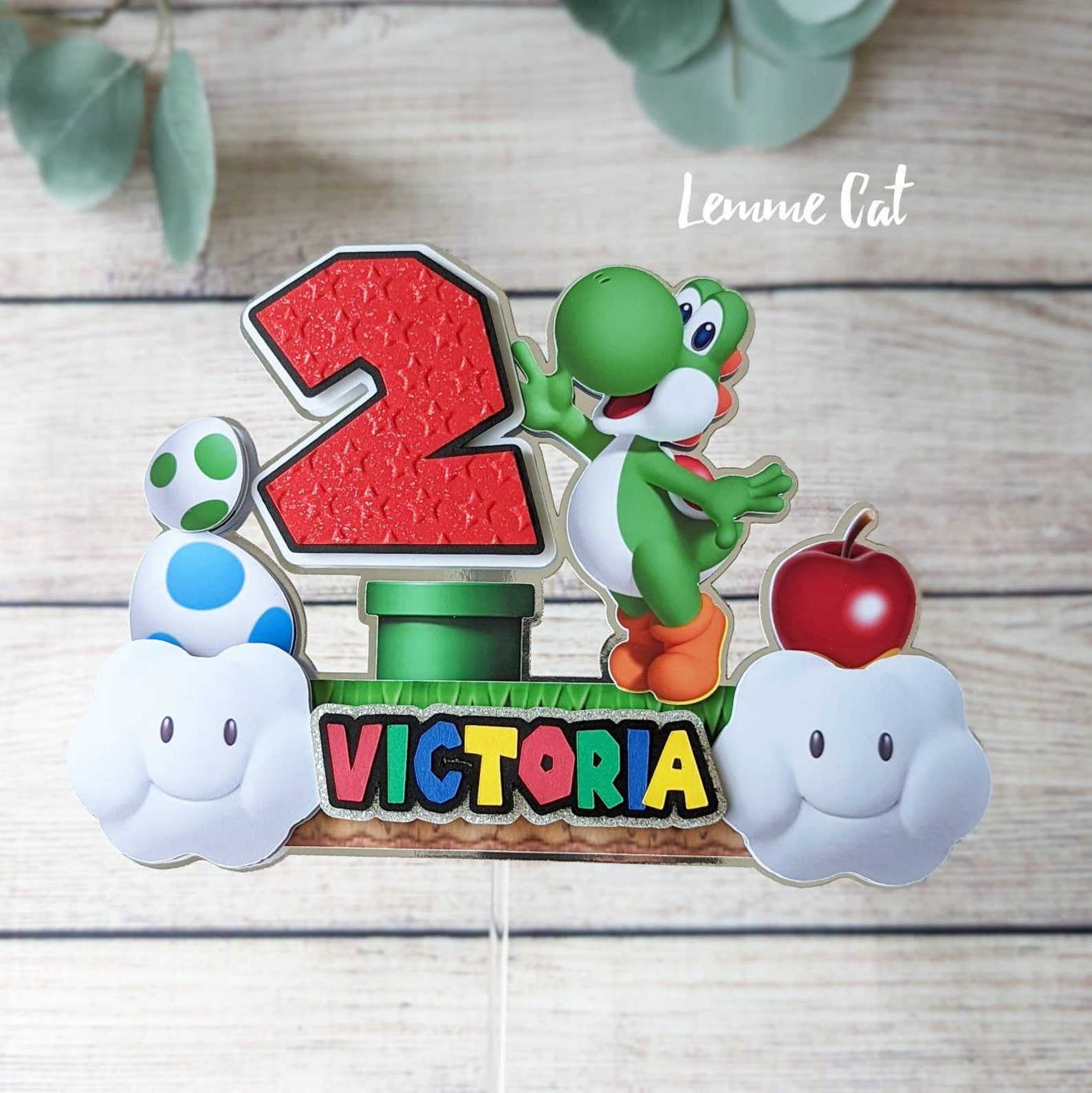3D handmade Yoshi Cake Topper / Cupcake Topper / - Etsy
