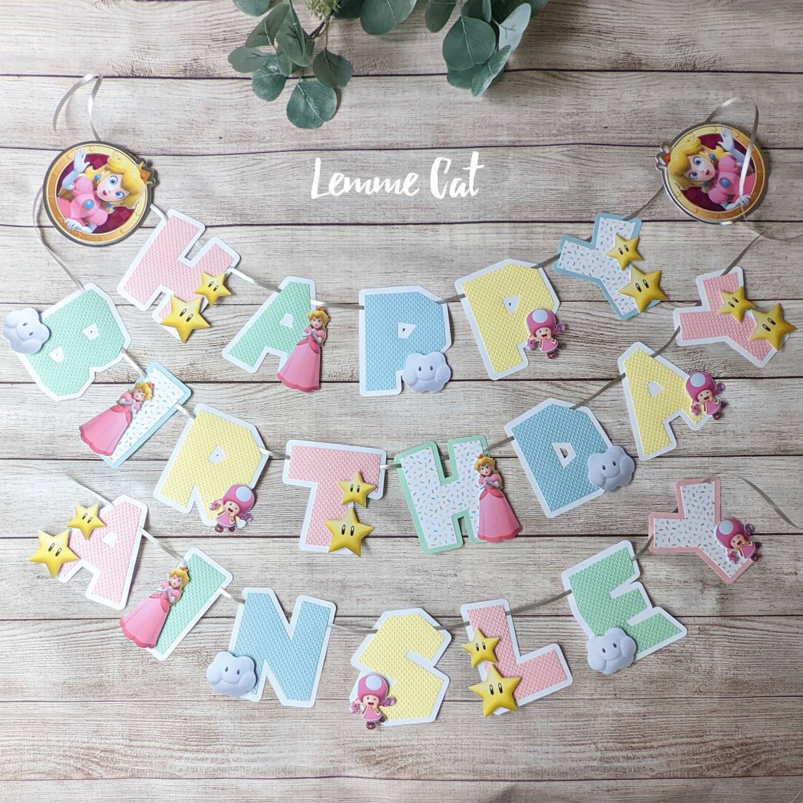3D handmade Princess Peach Birthday Banner / Personalized - Etsy