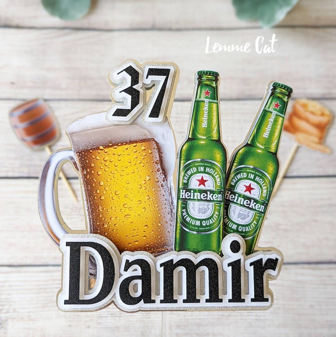 3D (handmade) Beer Cake Topper and 2pcs Mini Topper / Cupcake Topper ...