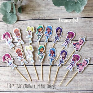 3D (handmade) Rainbow Girls Cake Topper and 2pcs Mini Topper / Cupcake ...