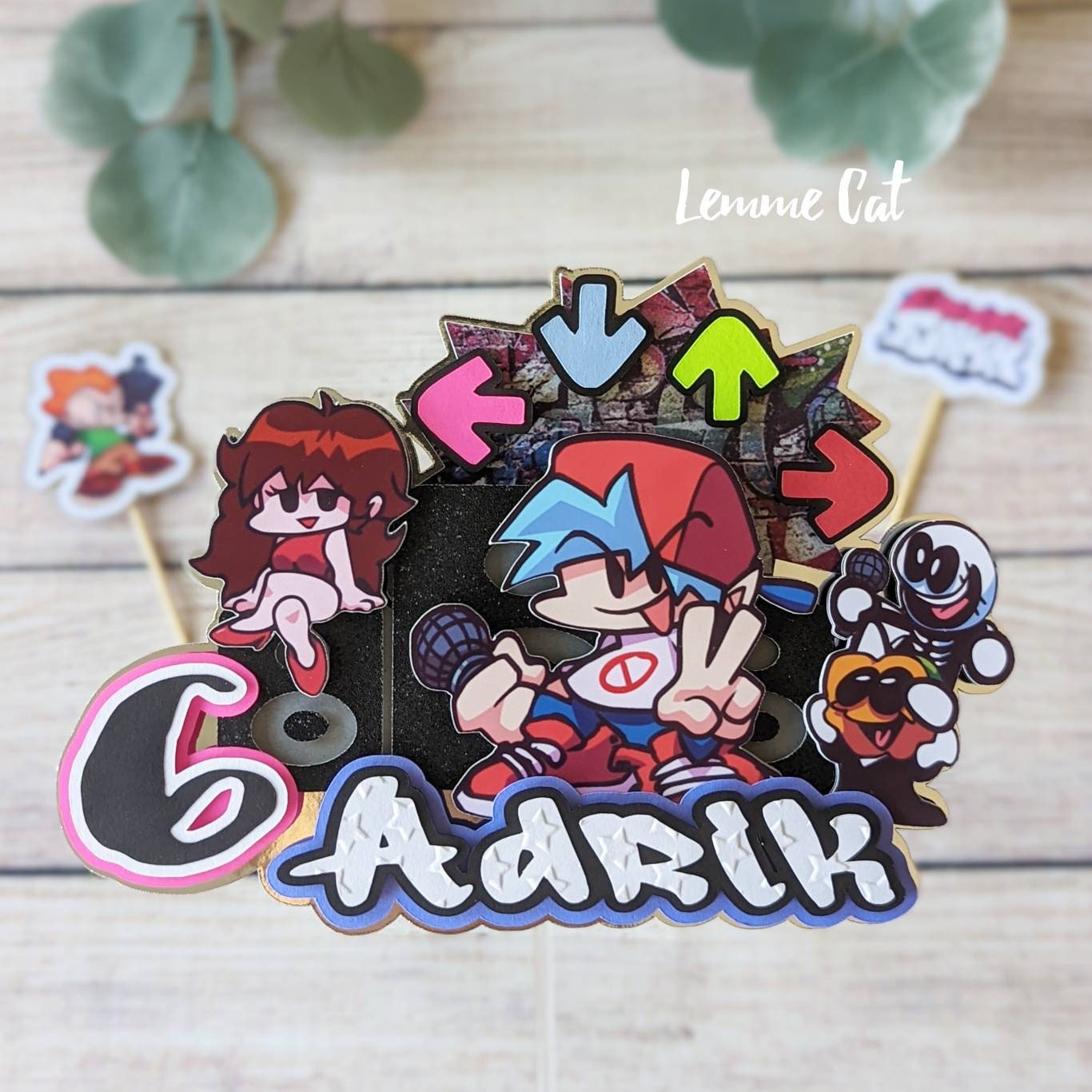 3D (handmade) FNF Cake Topper and 2pcs Mini Topper / Cupcake Topper ...