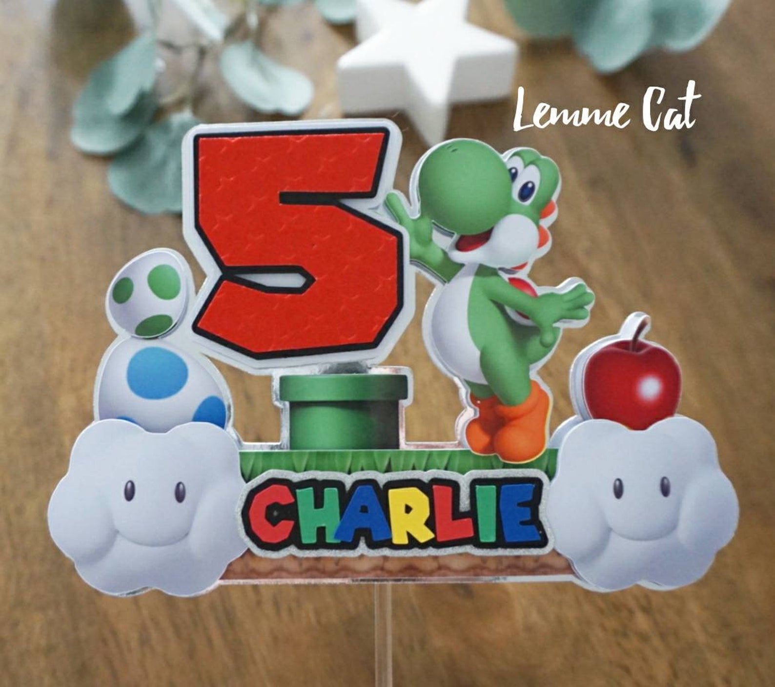 3D handmade Yoshi Cake Topper / Cupcake Topper / | Etsy
