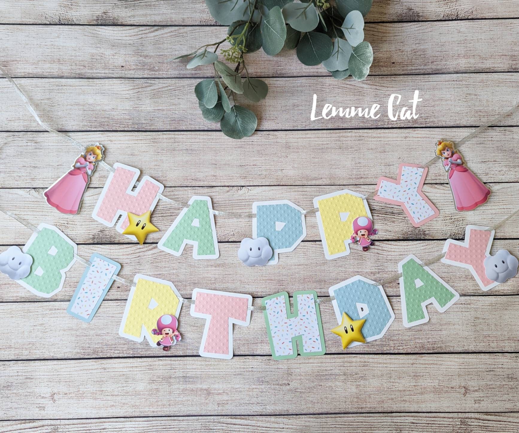 3D handmade Princess Peach Birthday Banner / Personalized - Etsy