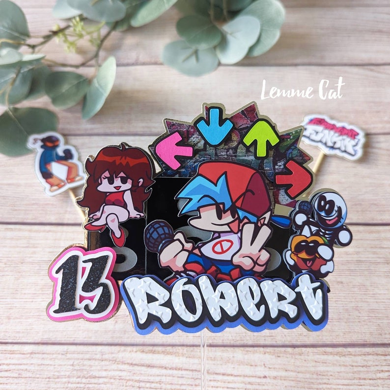 3D handmade FNF Cake Topper and 2pcs Mini Topper / Cupcake - Etsy