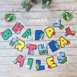 3D (handmade) Yoshi Birthday Banner / Personalized - Etsy