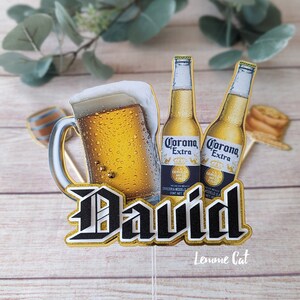 3D (handmade) Beer Cake Topper and 2pcs Mini Topper / Cupcake Topper ...