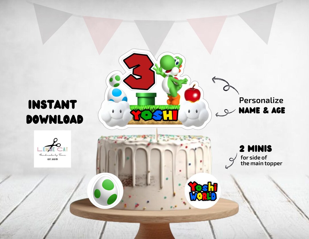 Instant Download / Yoshi / Cake Topper + 2 Mini / Persovalize / PNG - Etsy