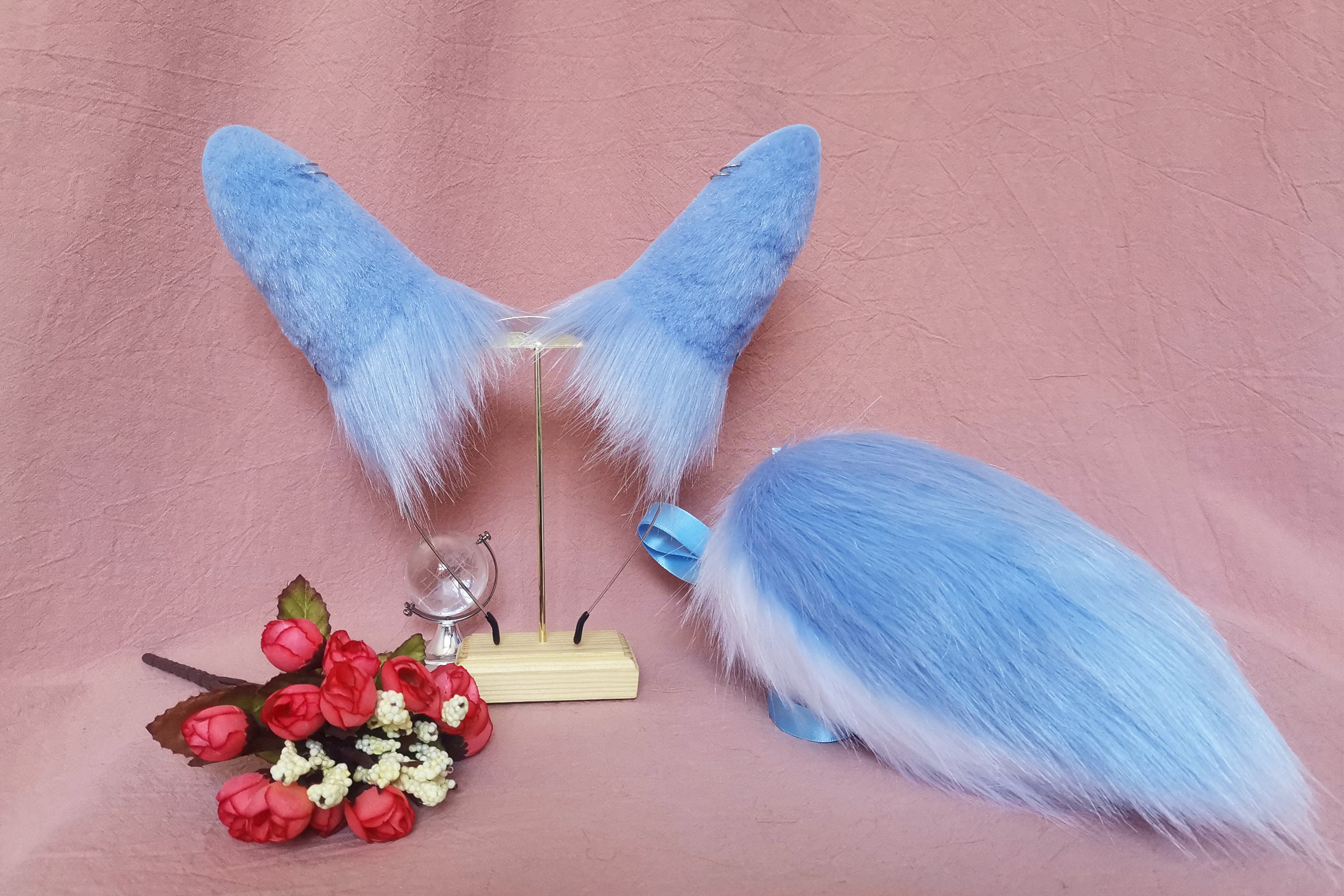 9 Inch Ice Blue Rabbit Tail Rabbit Ears-cosplay-rabbit - Etsy