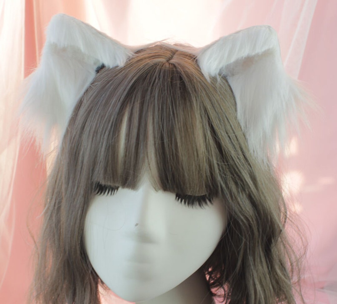 White Cat Ears White Cat Tail Kitten Ears Tail Beast Ears Headband Ears ...