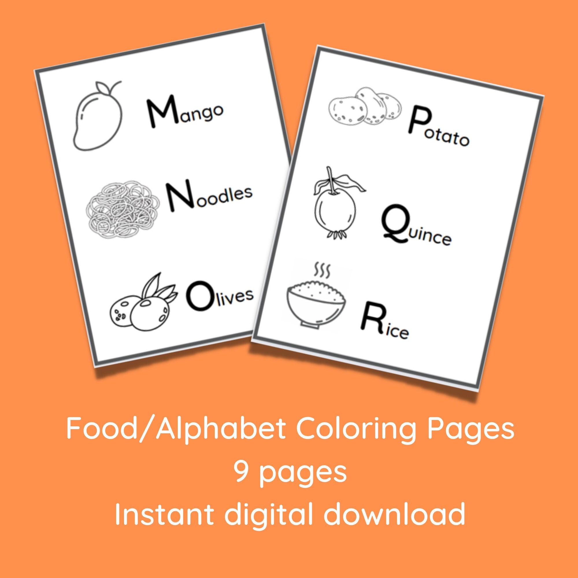 Food Alphabet Coloring Pages