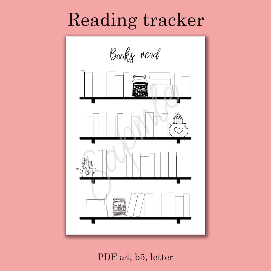Books Read Tracker, Bookshelf Reading Tracker, Book List, Printable ...
