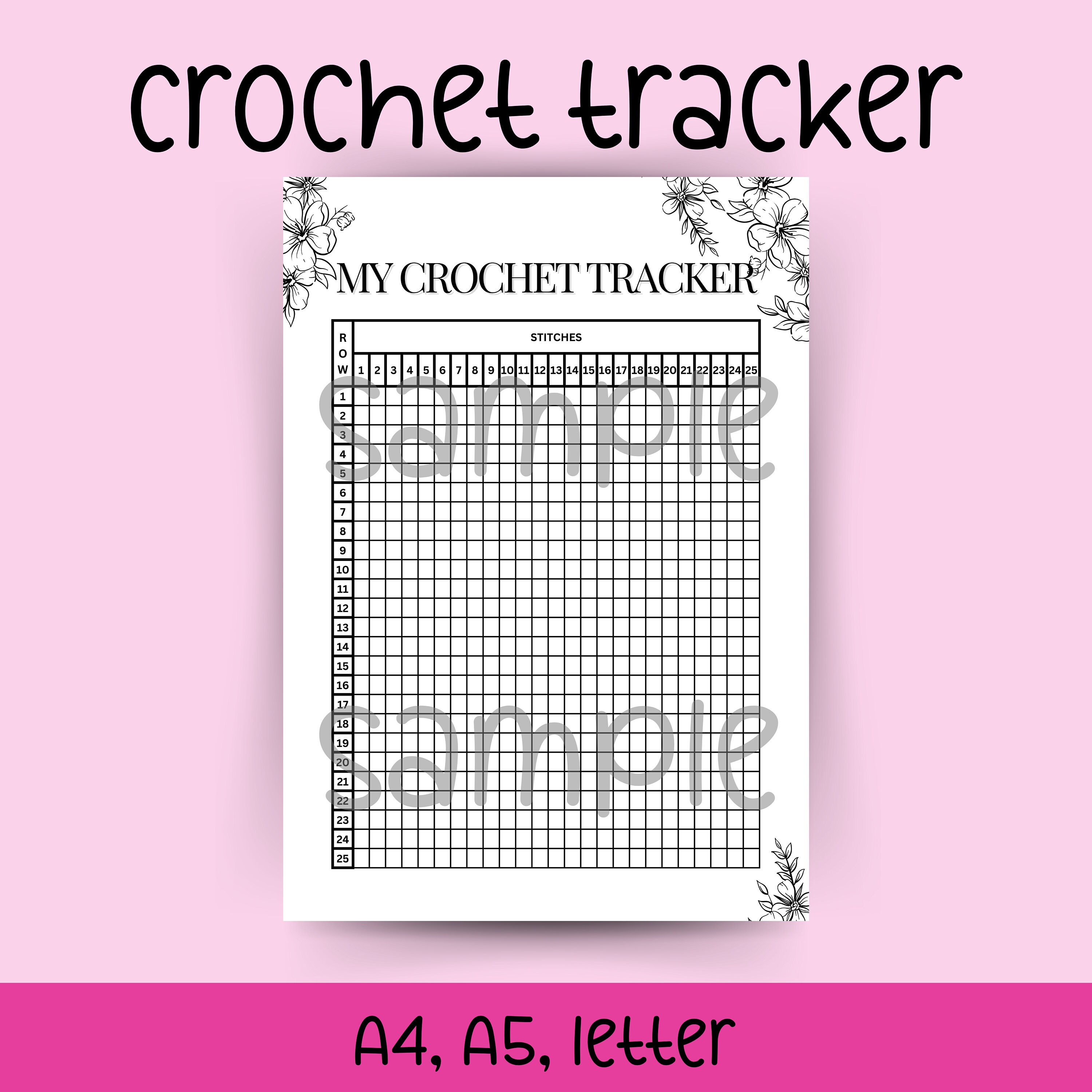 Printable Tracker Crochet, Beginner Crochet, Crochet Counter, Crochet ...