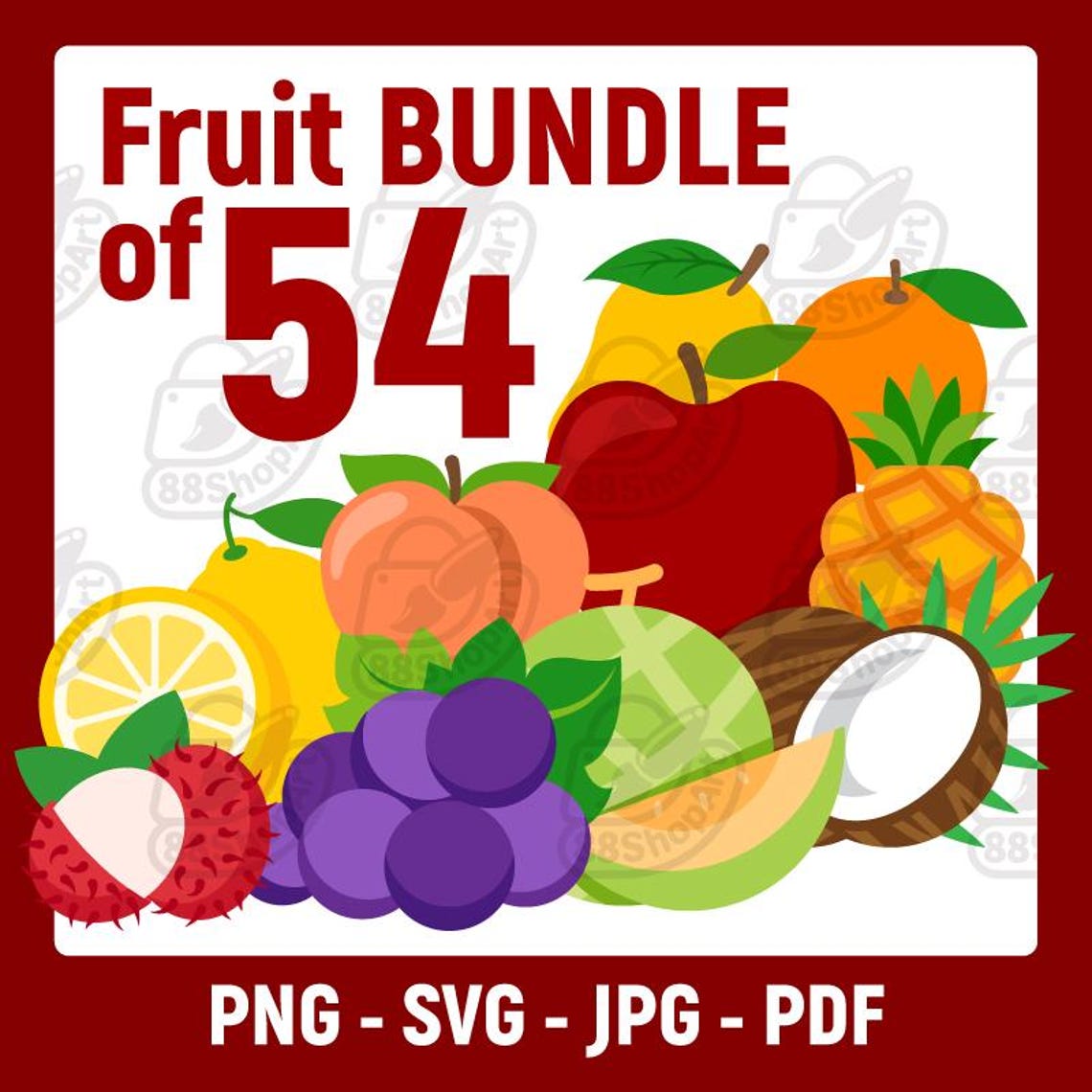 Fruit Png, Fruit Svg Bundle, Fruit Summer, Fruit Clipart Set, Fruits ...