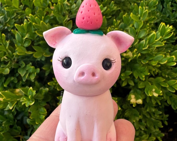 Polymer Clay Pig Figurine- Large Desk Friend - Etsy