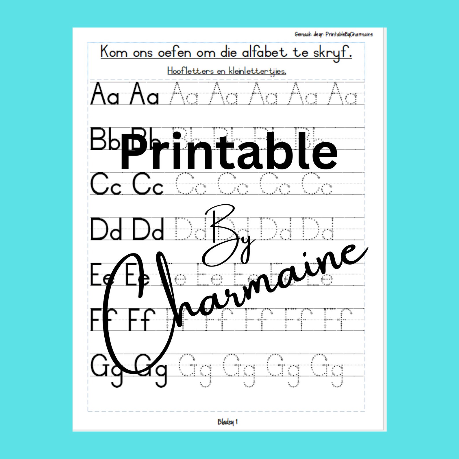 Oefen Om Die Alfabet Te Skryf Hoofletters En Kleinlettertjies - Etsy