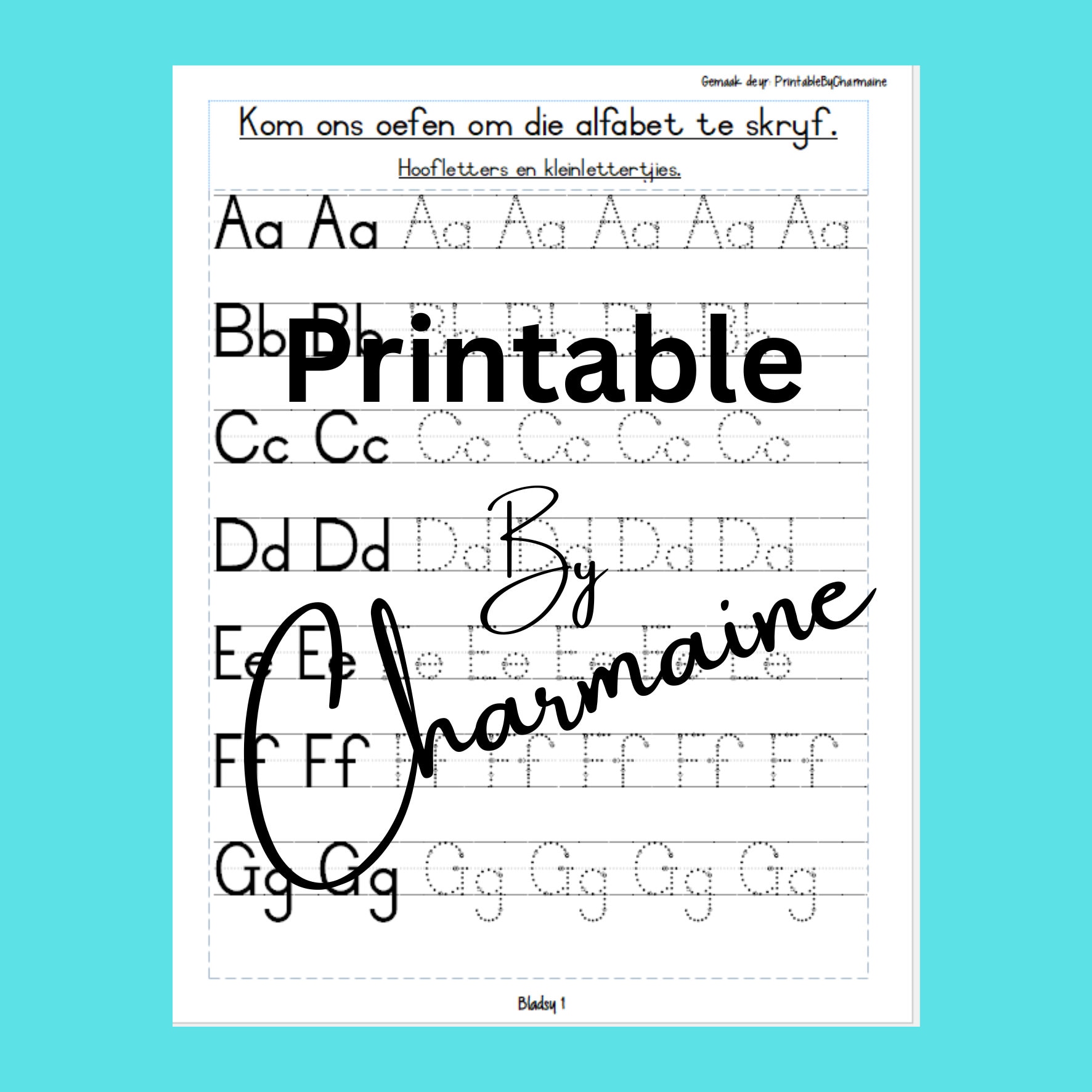 Oefen Om Die Alfabet Te Skryf Hoofletters En Kleinlettertjies - Etsy