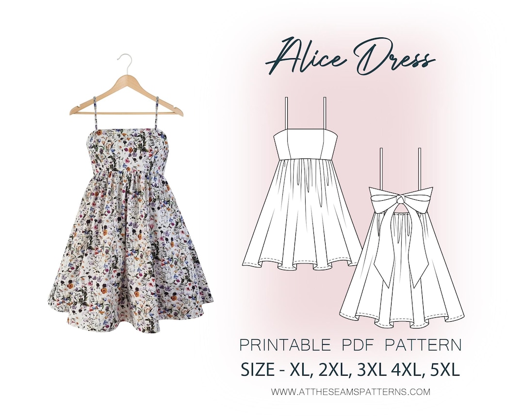Plus Size Sewing Pattern | Babydoll Dress | Digital PDF File, Instant Download | Size XL-5XL ...