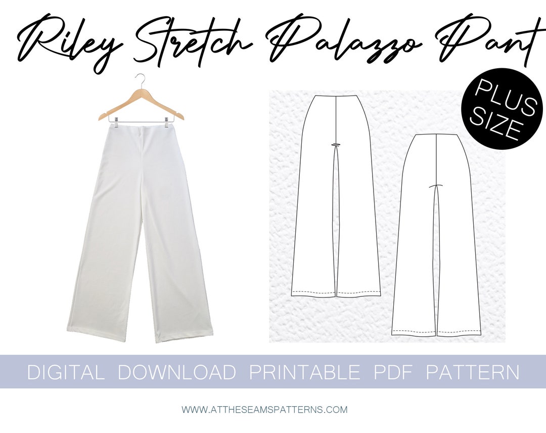 Sewing Pattern Plus Size Riley Stretch Palazzo Pant, Wide-leg Digital ...