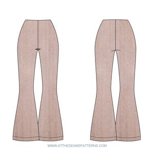 Sewing Pattern | Sara Stretch Flare Pant, High-waisted, Flare-leg ...