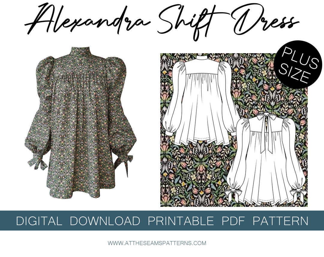 Sewing Pattern Plus Size Winter Long Sleeve Shift Dress - Etsy