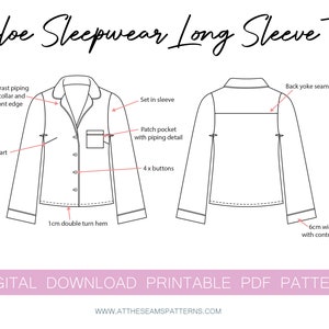 Pj Sewing Pattern | 4 Piece Classic Pyjama Set | Digital PDF File ...