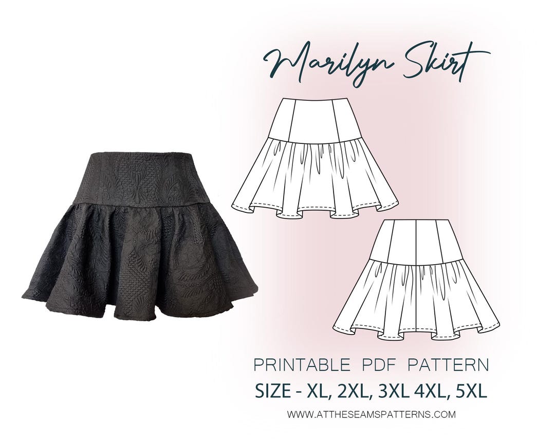 Plus Size Sewing Pattern | Mini Skirt With Frill | Digital PDF File, Instant Download | Size XL ...