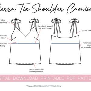Sewing Pattern | Sierra Tie Shoulder Camisole | Digital PDF File ...