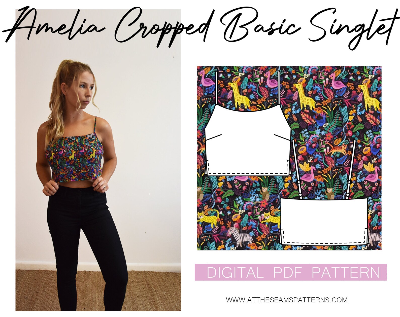 Sewing Pattern Amelia Cropped Basic Singlet Digital PDF - Etsy