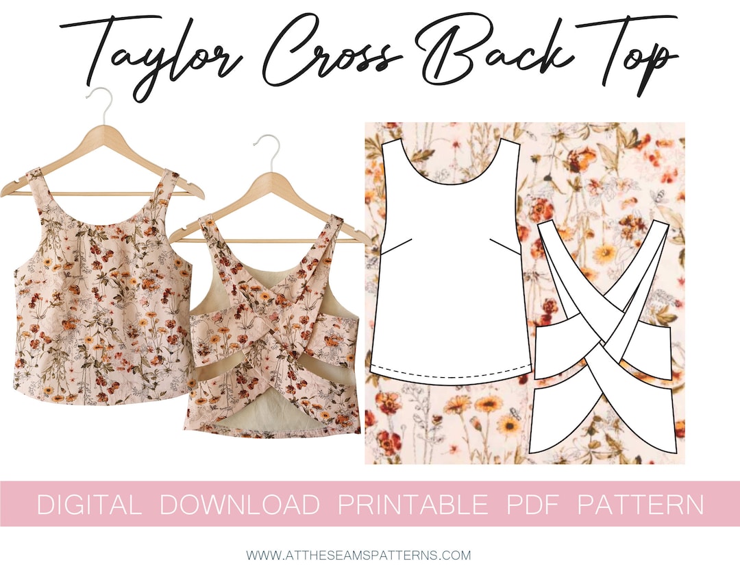 Sewing Pattern Taylor Cross Back Top Digital PDF File, Instant Download ...