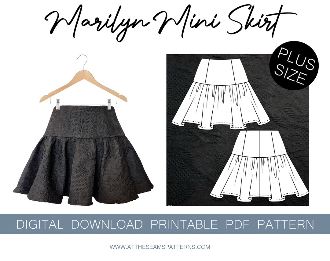 Sewing Pattern Plus Size Mini Skirt With Frill Digital PDF File ...