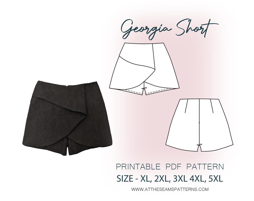 Plus Size Sewing Pattern | Faux Wrap Fitted Shorts, Skort | Digital PDF ...