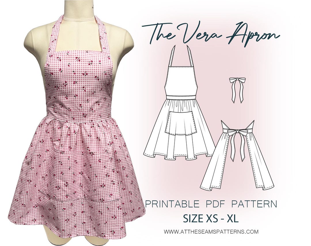 Sewing Pattern | the Vera Apron, Ladies Downloadable Printable PDF ...