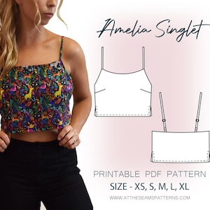 Sewing Pattern | Amelia Cropped Basic Singlet | Digital PDF File ...