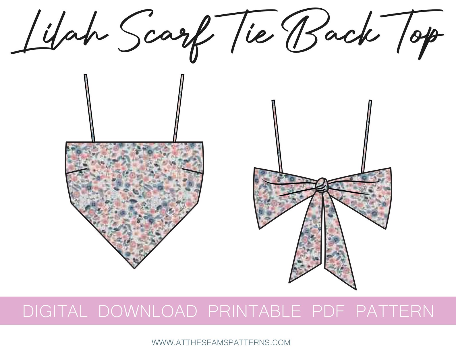 Sewing Pattern Scarf Tie Back Top Digital PDF File - Etsy