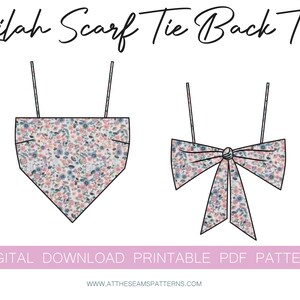 Sewing Pattern Scarf Tie Back Top Digital PDF File, Instant Download ...
