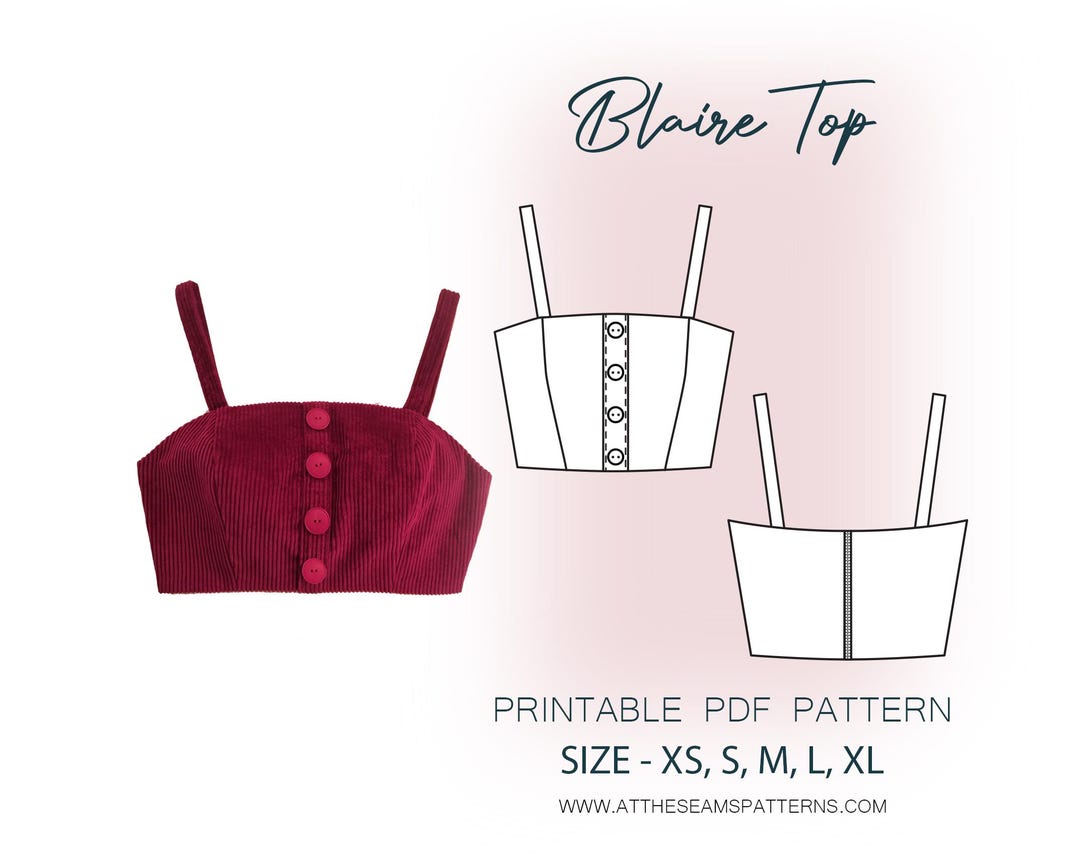 Sewing Pattern | Basic Crop Top | Digital PDF File, Instant Download ...
