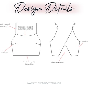 Sewing Pattern | Open Back Crop Top | Digital PDF File, Instant ...