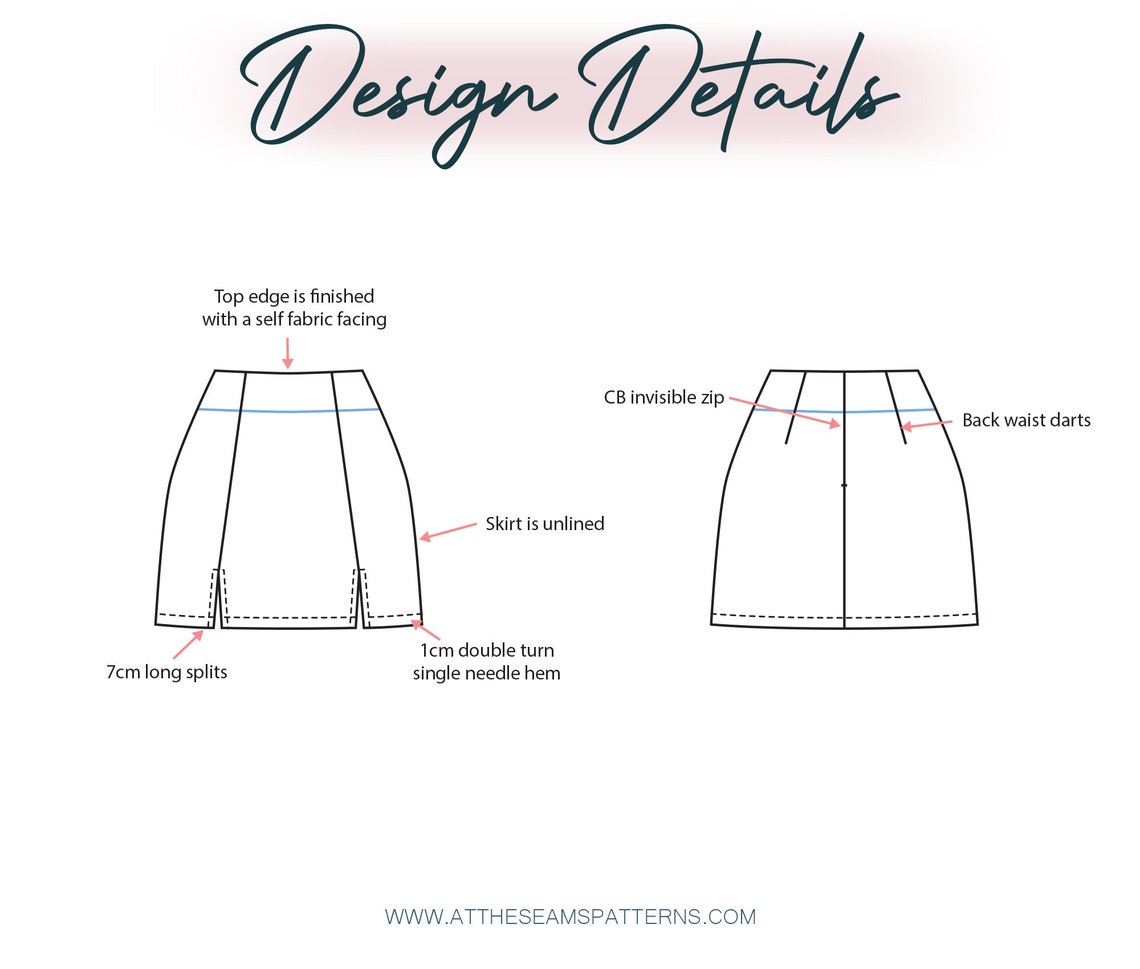 Sewing Pattern | Ella Basic Mini Skirt With Splits | Digital PDF File ...